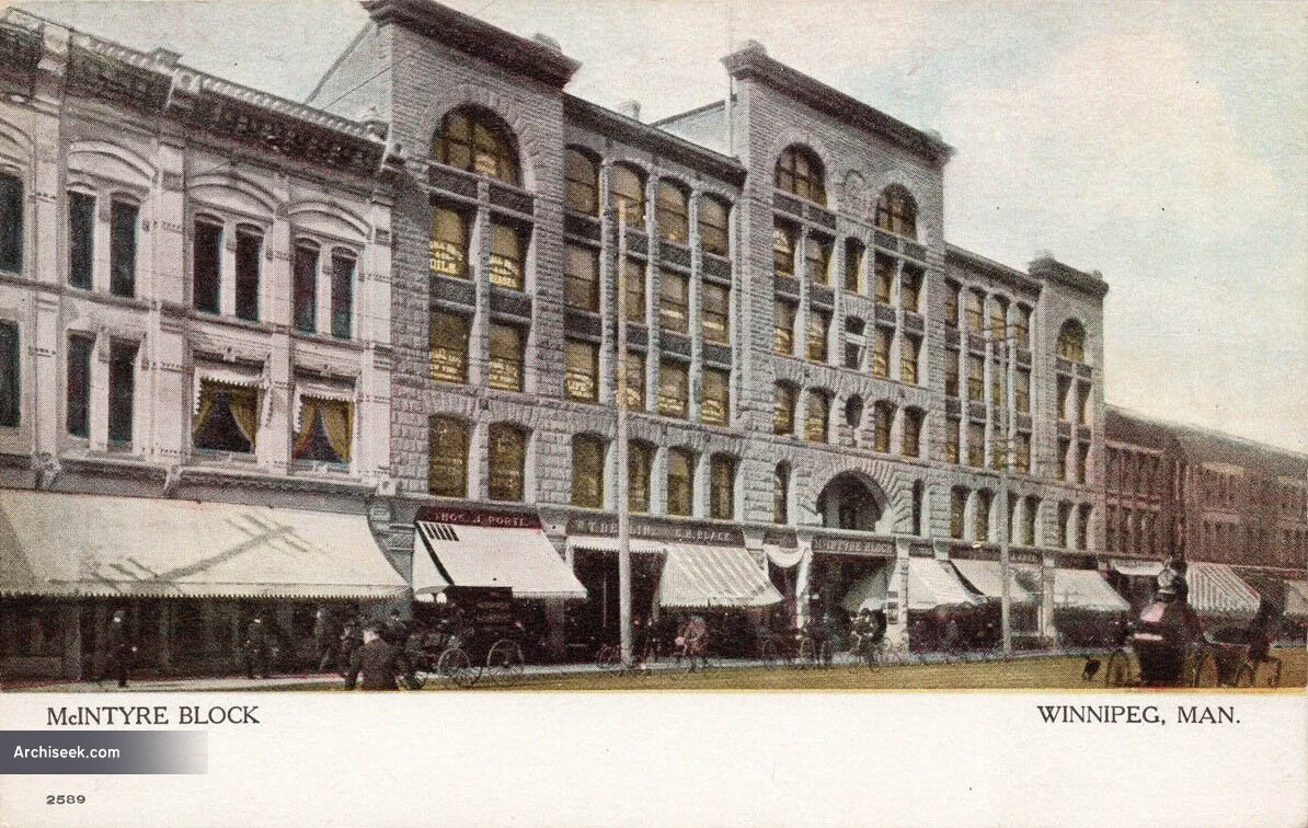 1898 - McIntyre Block, Main St., Winnipeg - Lost Buildings of Winnipeg ...