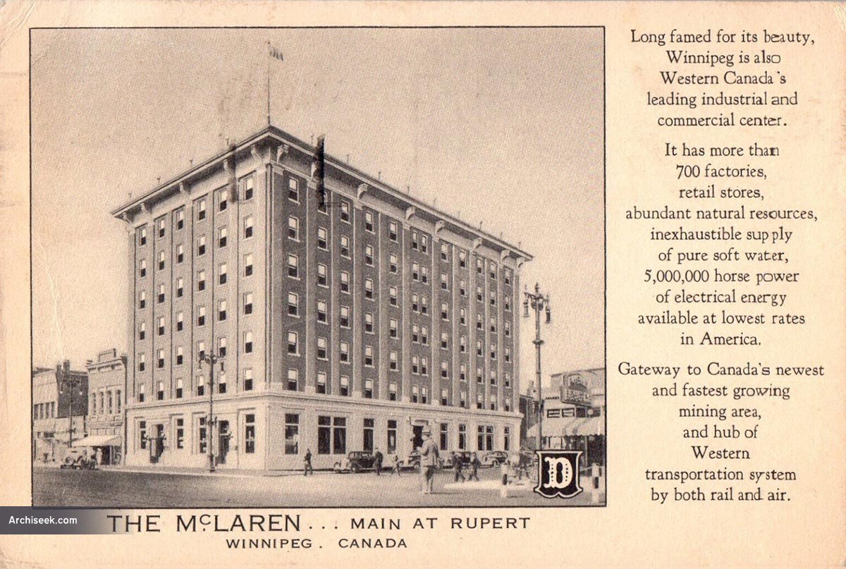1910 - McLaren Hotel, Winnipeg, Manitoba - Architecture of Winnipeg ...