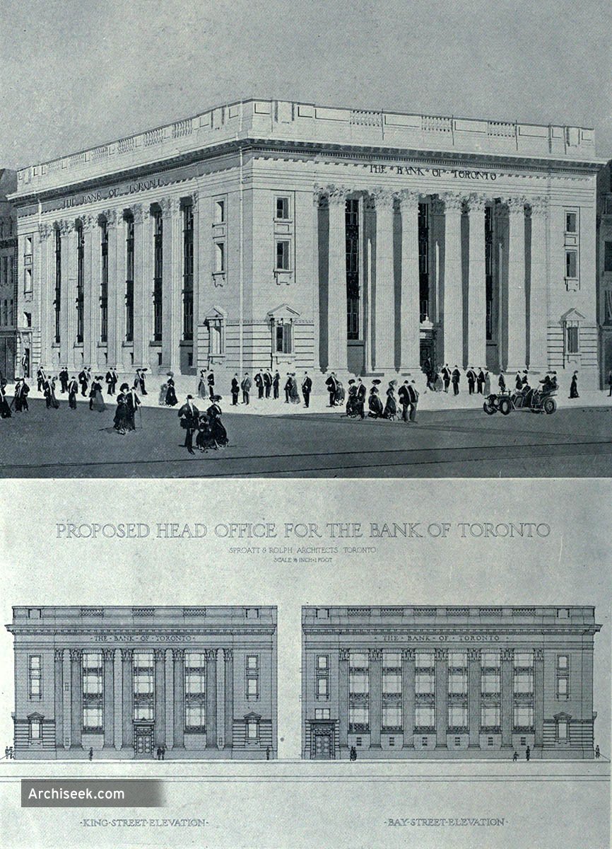 1909 - Design for Bank of Toronto Headquarters, Toronto, Canada ...