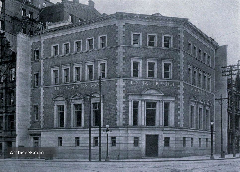 1919 - Dominion Bank City Hall Branch, Toronto, Canada - Lost Buildings ...