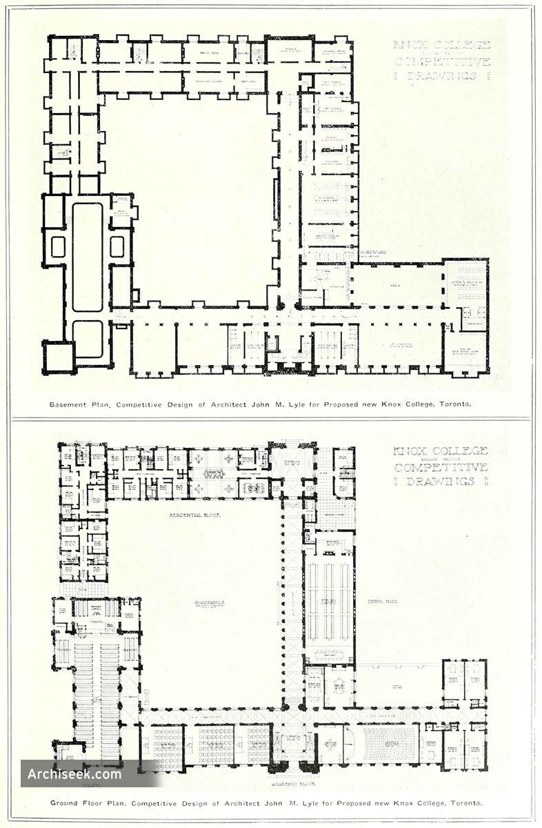 1910 - Premiated entry for Knox College, Toronto, Canada - Unbuilt ...