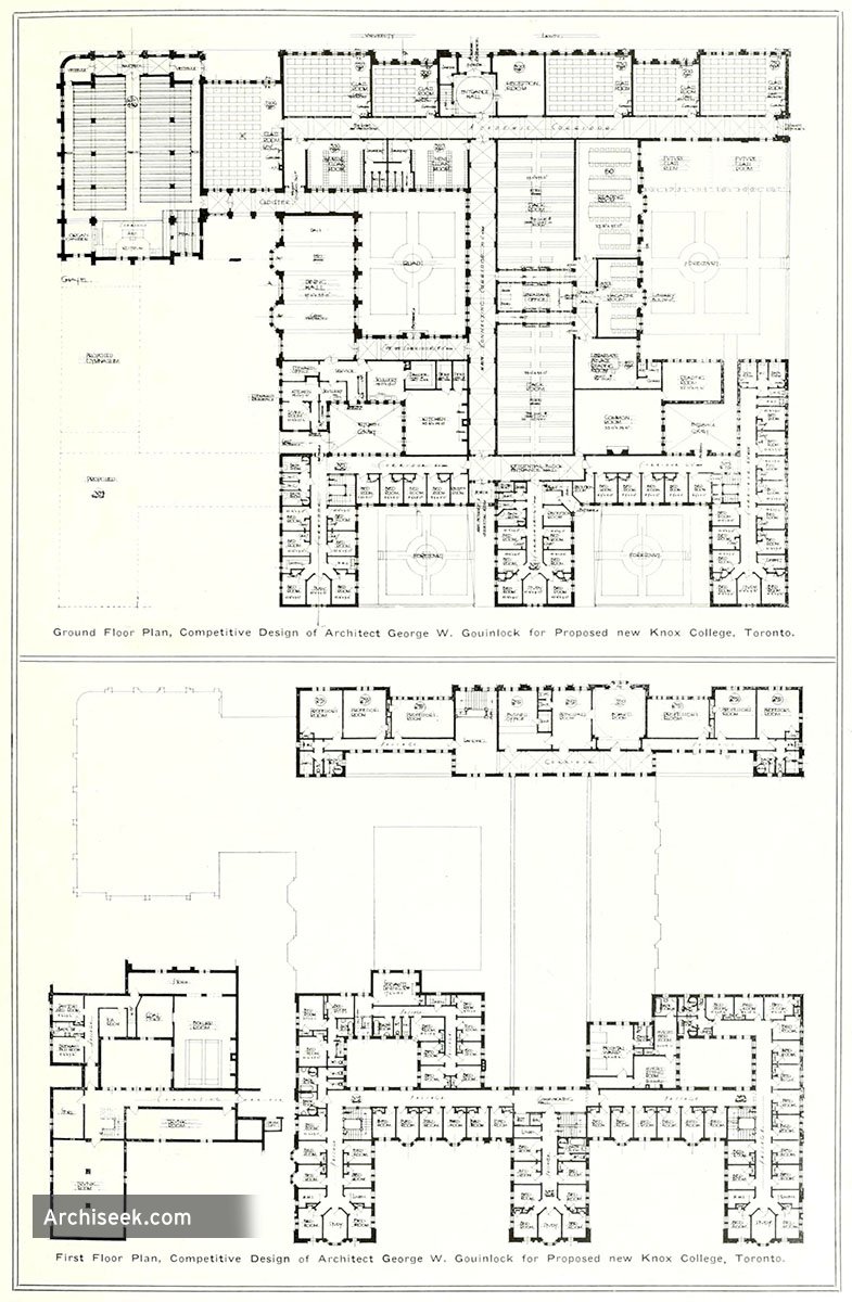 1910 - Premiated entry for Knox College, Toronto, Canada - Unbuilt ...