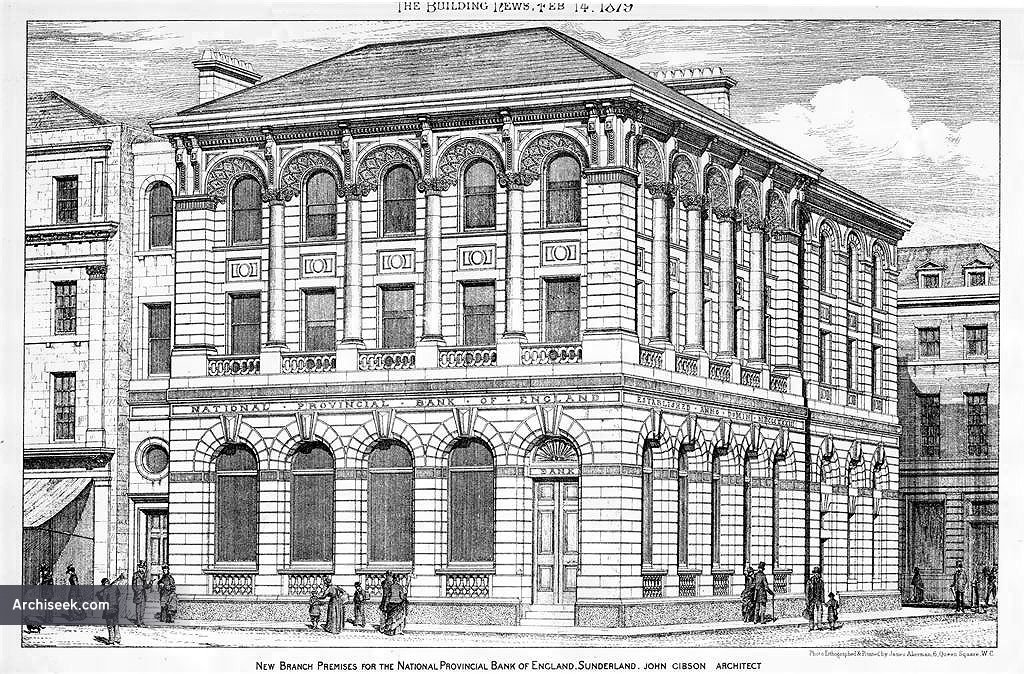 1876 - New Bank Premises, Sunderland - Architecture of Tyne and Wear ...