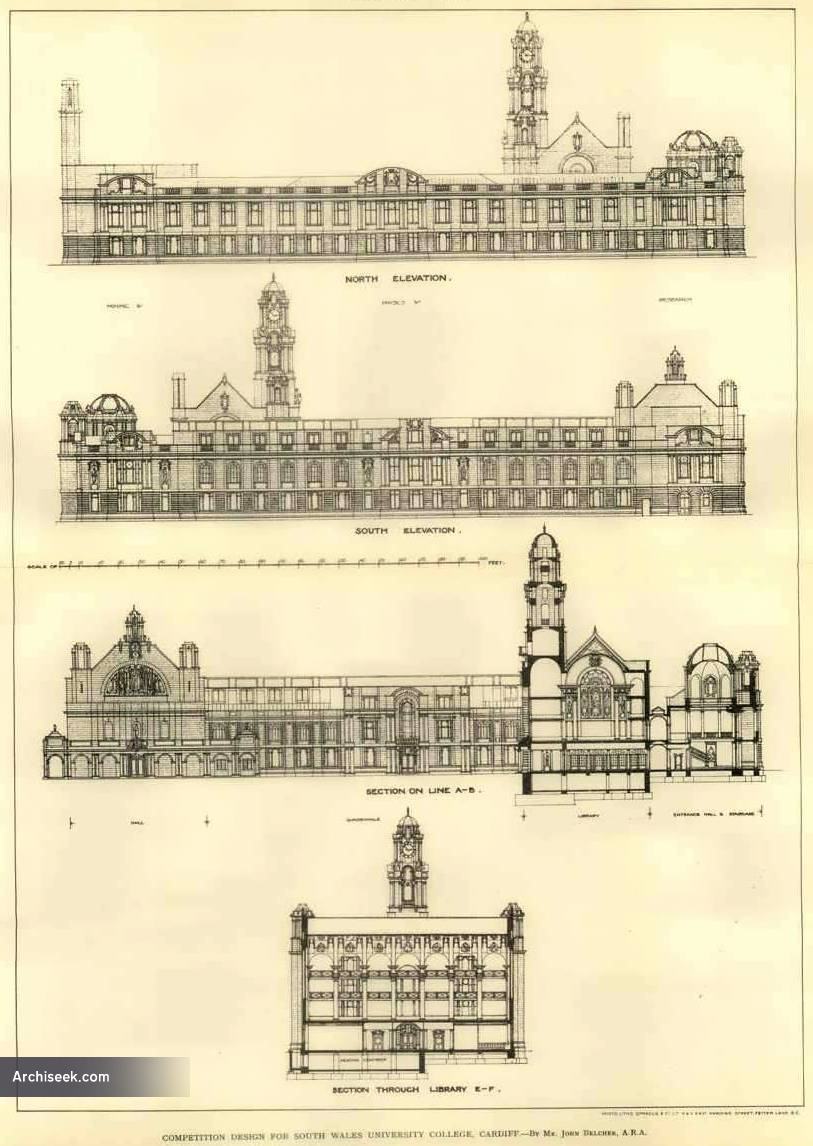 1904 - Design for University, Cardiff, Wales - Unbuilt Wales ...