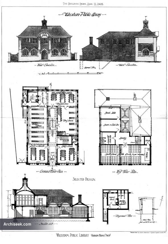 1905 - Old Public Library, Wrexham, Wales - Architecture of Wales ...