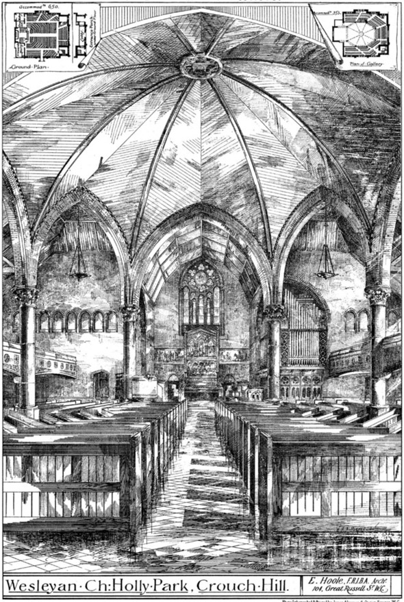 1881 - Wesleyan Chapel, Holly Park, Crouch Hill, London - Lost ...