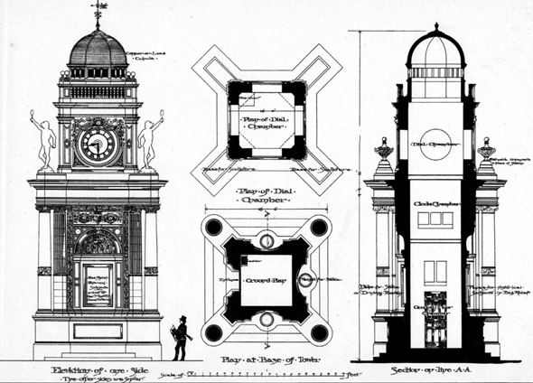 1888 – Design for Clock Tower, Margate, Kent | Archiseek.com