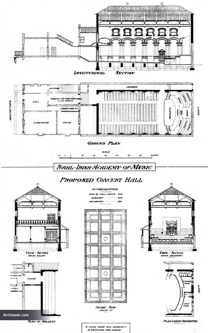 1880 – Design for Concert Hall, Westland Row, Dublin | Archiseek.com