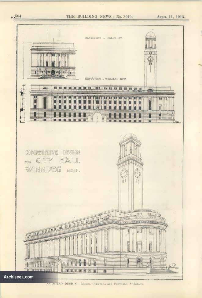 1913 - Winning Design for City Hall, Winnipeg - Unbuilt Winnipeg ...