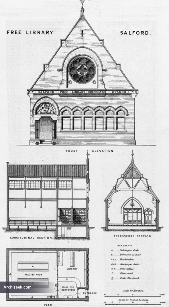 1870 - Free Library, Salford, Lancashire - Architecture of Lancashire ...