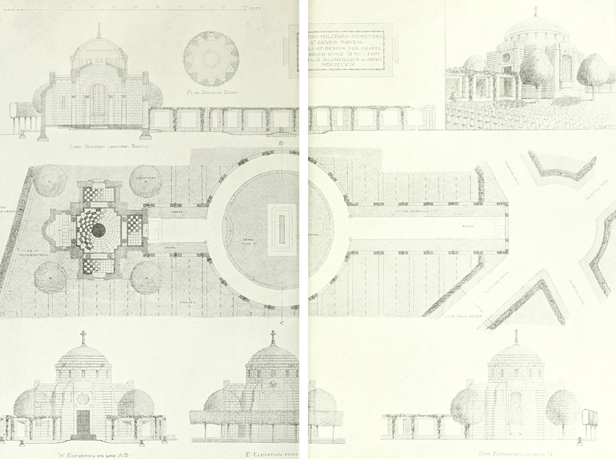 1919 - Design for St. Sever Cemetery, British Miliary Cemetary, Rouen ...